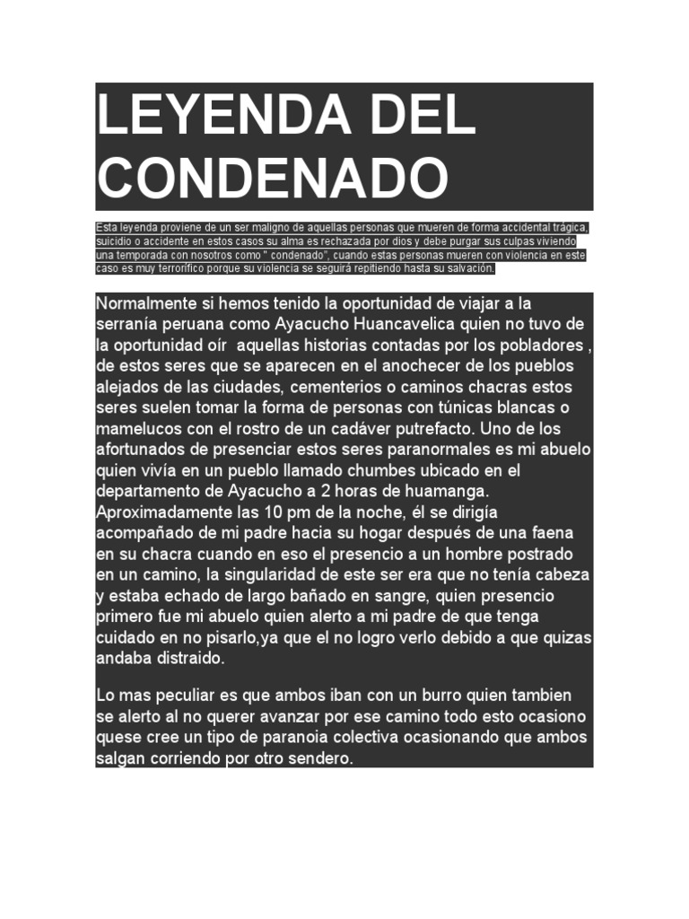Leyenda Del Condenado | PDF