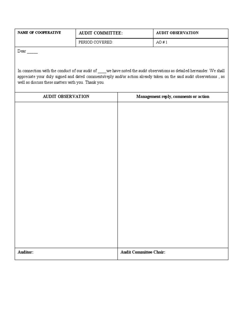 Audit Observations for Cooperative Report | PDF | Audit Committee | Audit