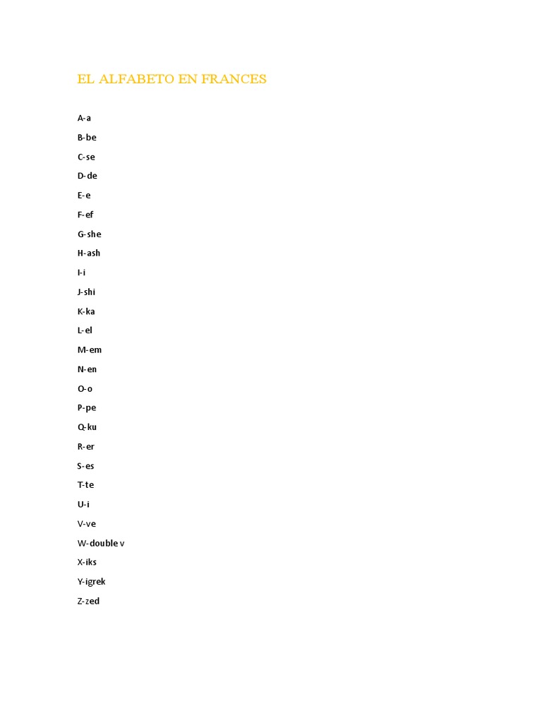 Alfabeto Francés: Pronunciación y Letras | PDF | Artes del Lenguaje y ...