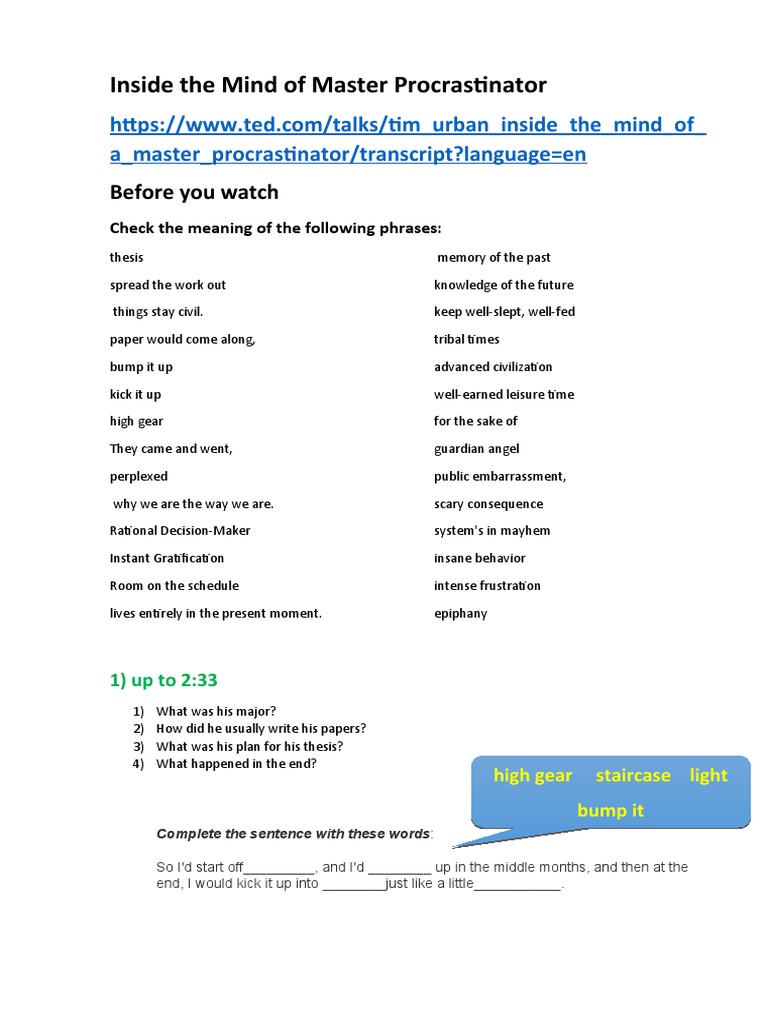 Inside The Mind of Master Procrastinator | PDF | Psychological Concepts ...