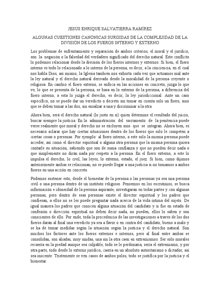 Fuero Interno y Externo | PDF | La Ley natural | Moralidad