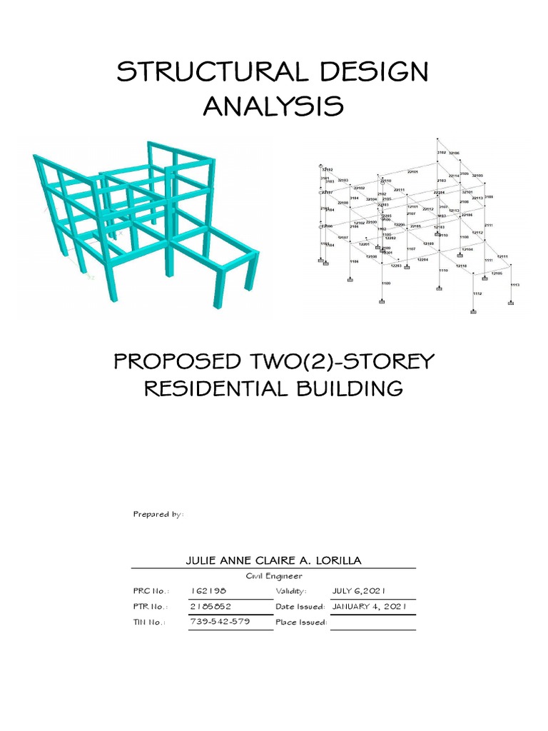 Structural Design Analysis: Proposed Two (2) - Storey Residential Building | PDF | Bending ...