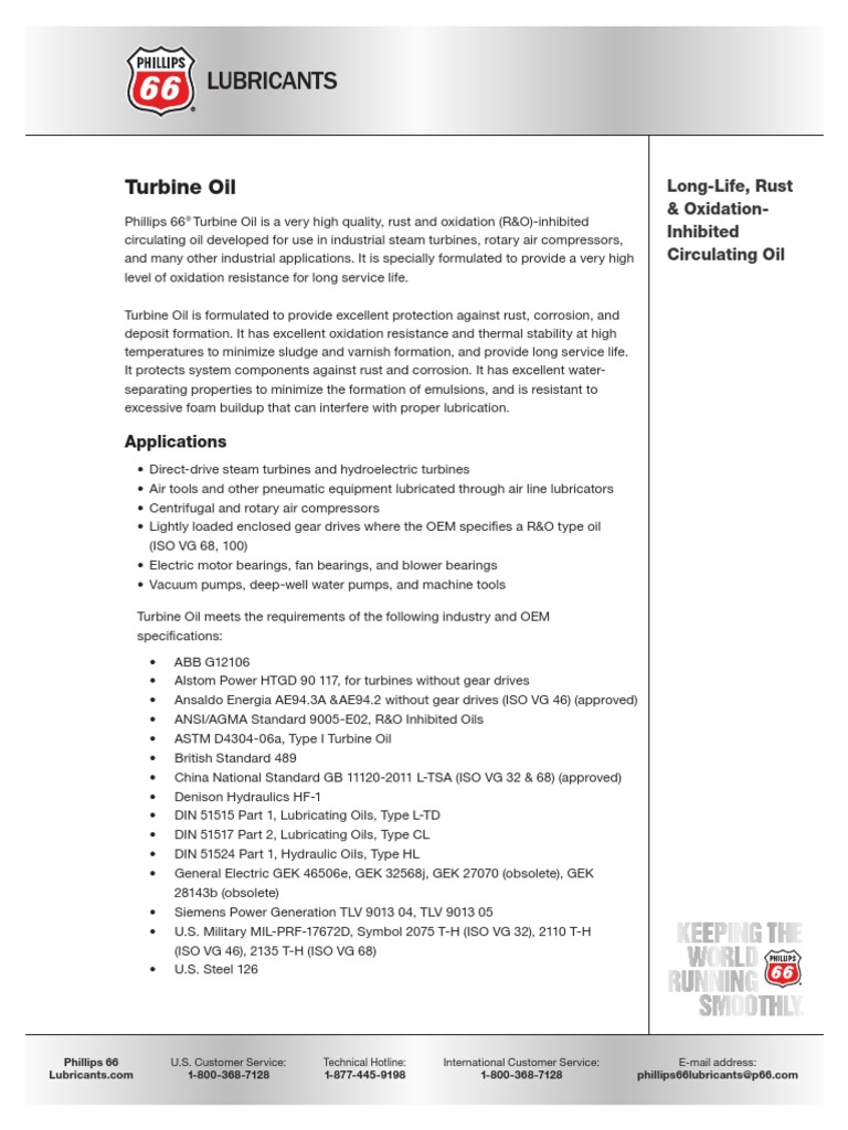 Turbine Oil - Spec | PDF | Motor Oil | Lubricant