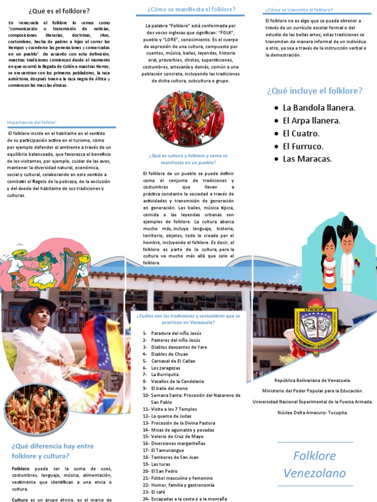 Triptico Folklore Venezolano | PDF | Folklore | Cultura (general)