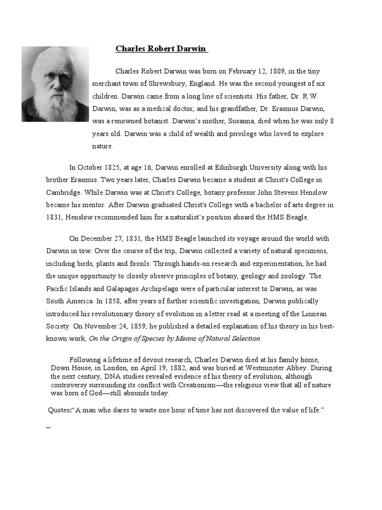 Charles Robert Darwin | PDF | Social Science | History