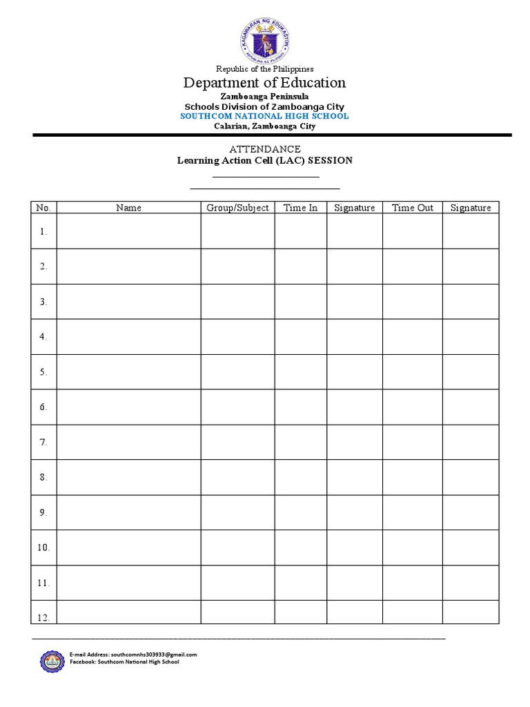 Attendance Sheet (LAC) - 1 | PDF