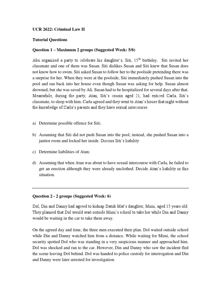 Tutorial Questions CRIMINAL | PDF | Crime & Violence | Crime Thriller