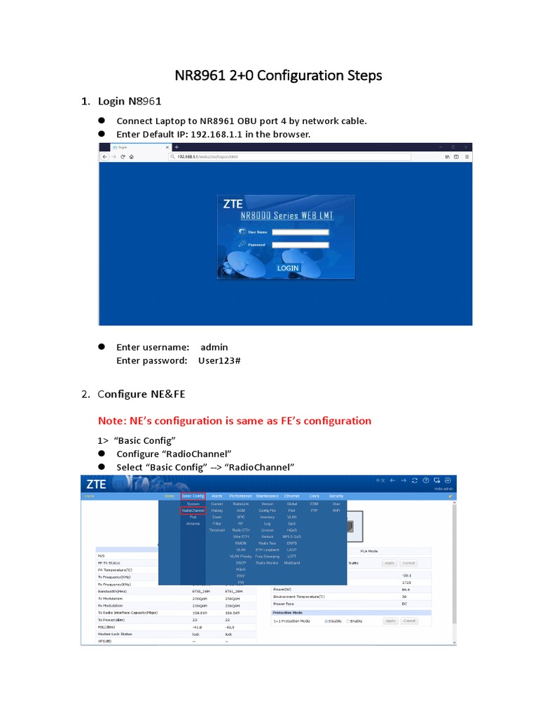 NR8961 2+0 Configuration Guide | PDF | Ip Address | Networking Standards