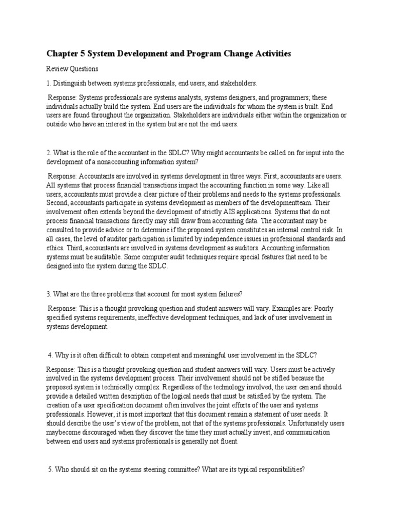 Chapter 5 System Development and Program Change Activities PT 1 | PDF | Internal Control ...