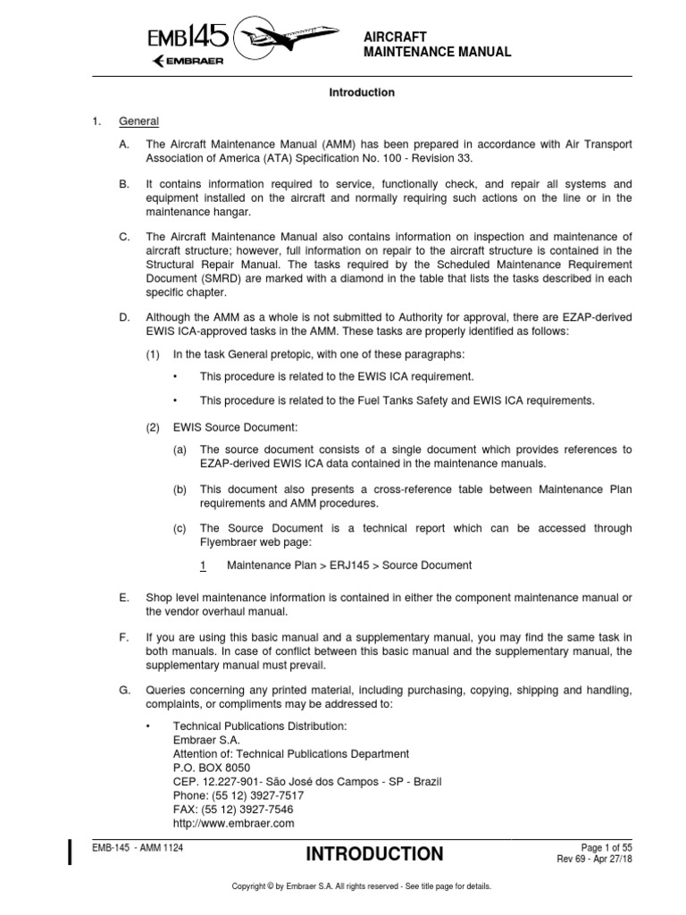 Aircraft Maintenance Manual: EMB-145 - AMM 1124 Page 1 of 55 Rev 69 ...