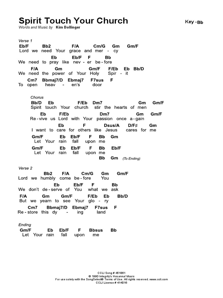 Spirit Touch Your Church - BB Chords | PDF