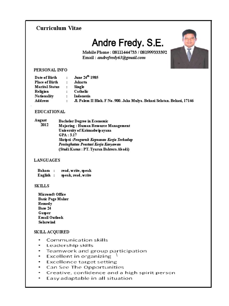 CV Andre 3 July 2019 | PDF | Information Technology | Cyberspace