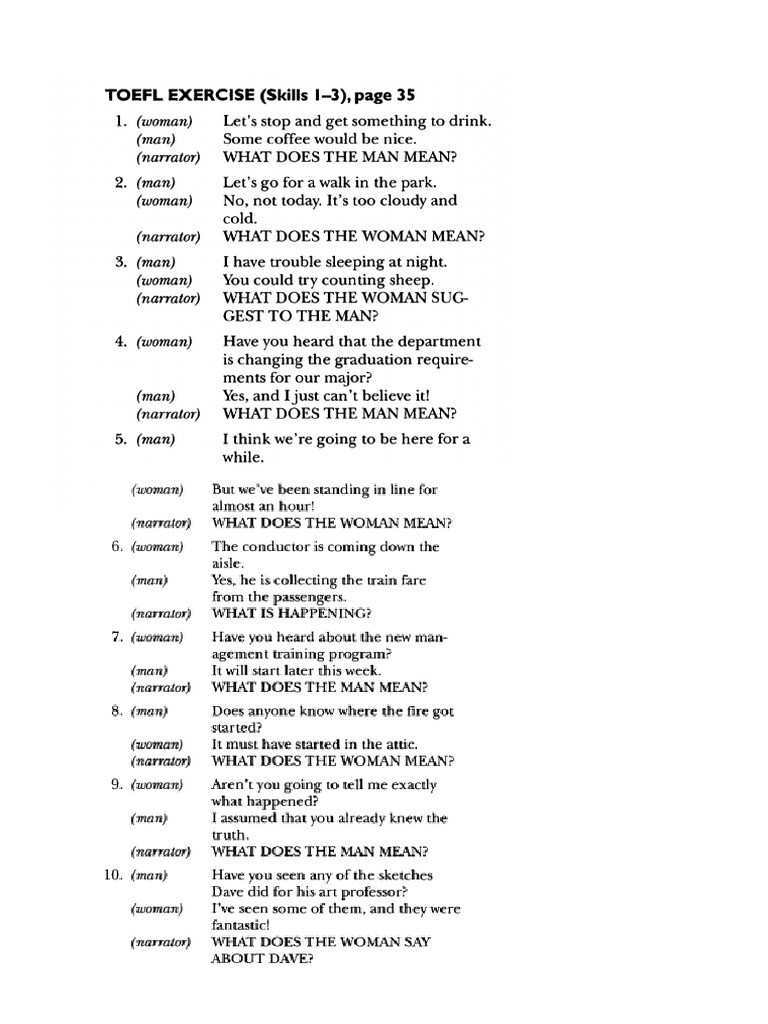 Toefl Exercise 1-3 Transcript | PDF