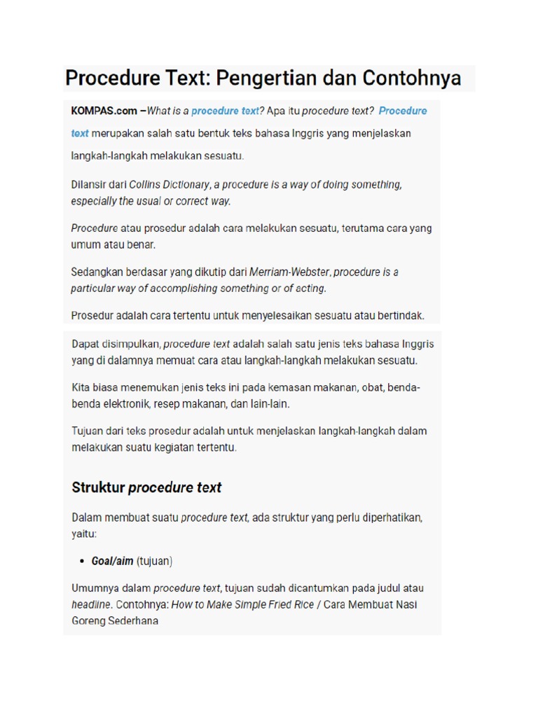Procedure Text Materi | PDF