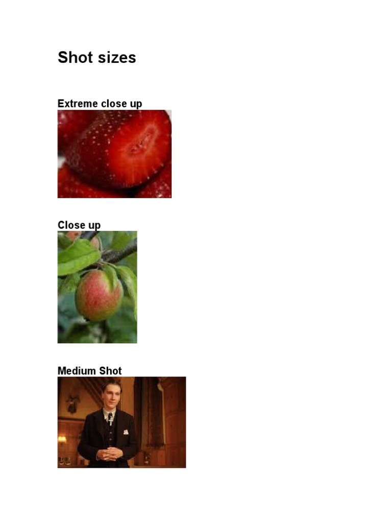 Shot Sizes: Extreme Close Up | PDF
