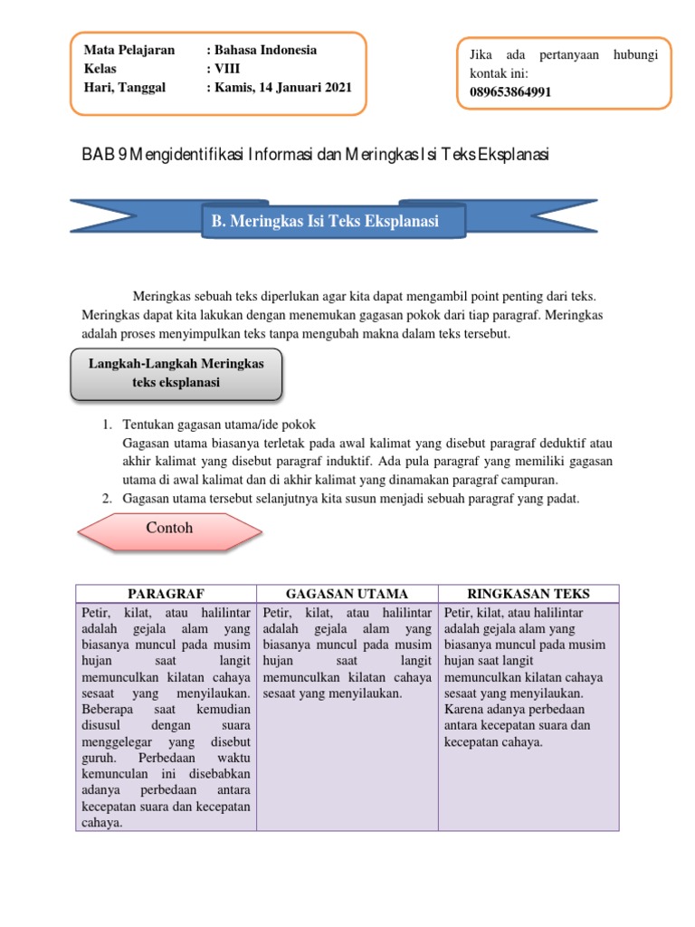 Langkah Meringkas Teks Eksplanasi | PDF | Kajian Bahasa Asing | Sains ...