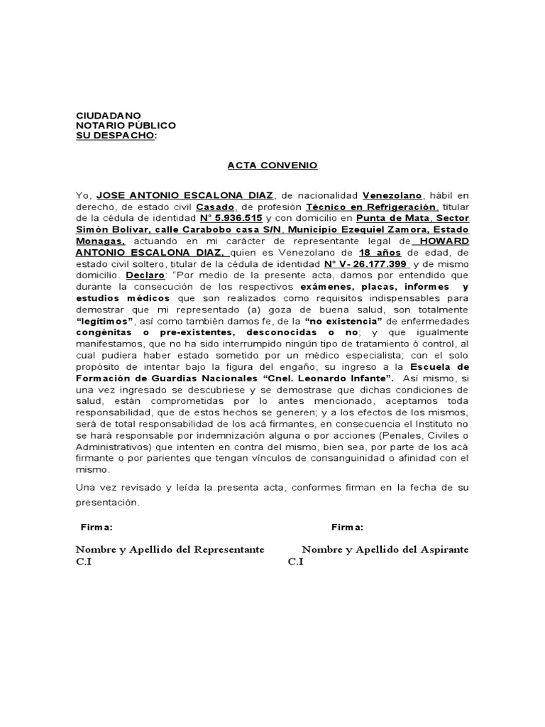 Acta de Convenio | PDF