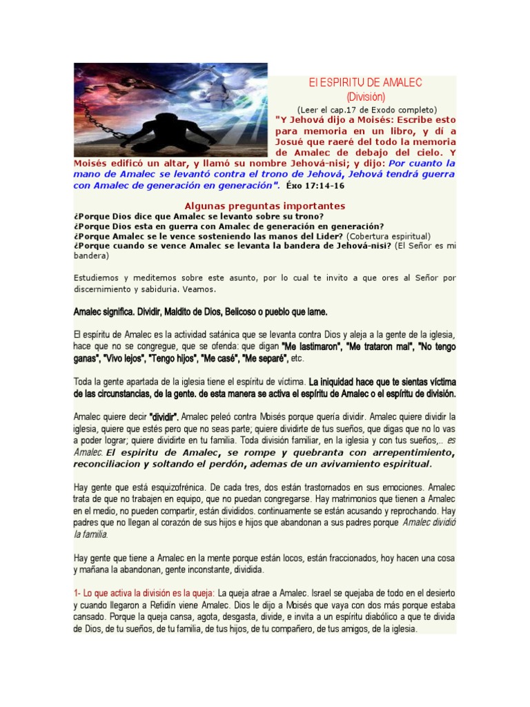 El ESPIRITU DE AMALEC | PDF | Moisés | Oración