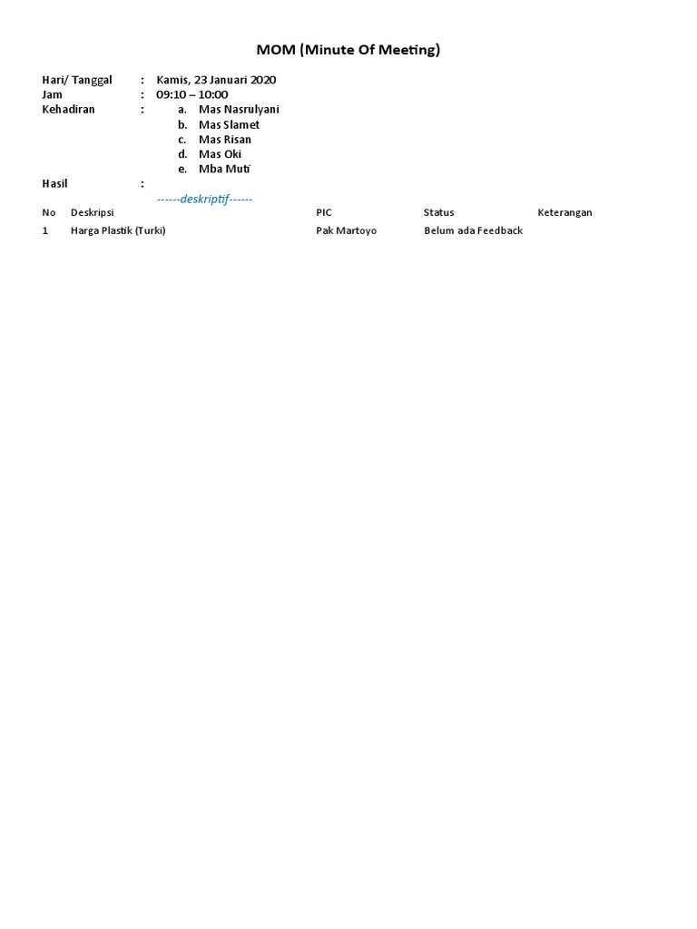 Contoh MOM | PDF
