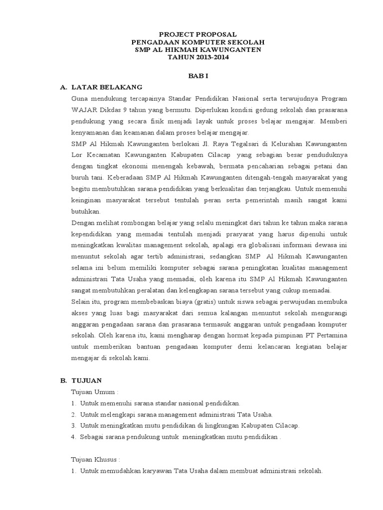 Proposal Pengadaan Komputer SMP Al Hikmah | PDF