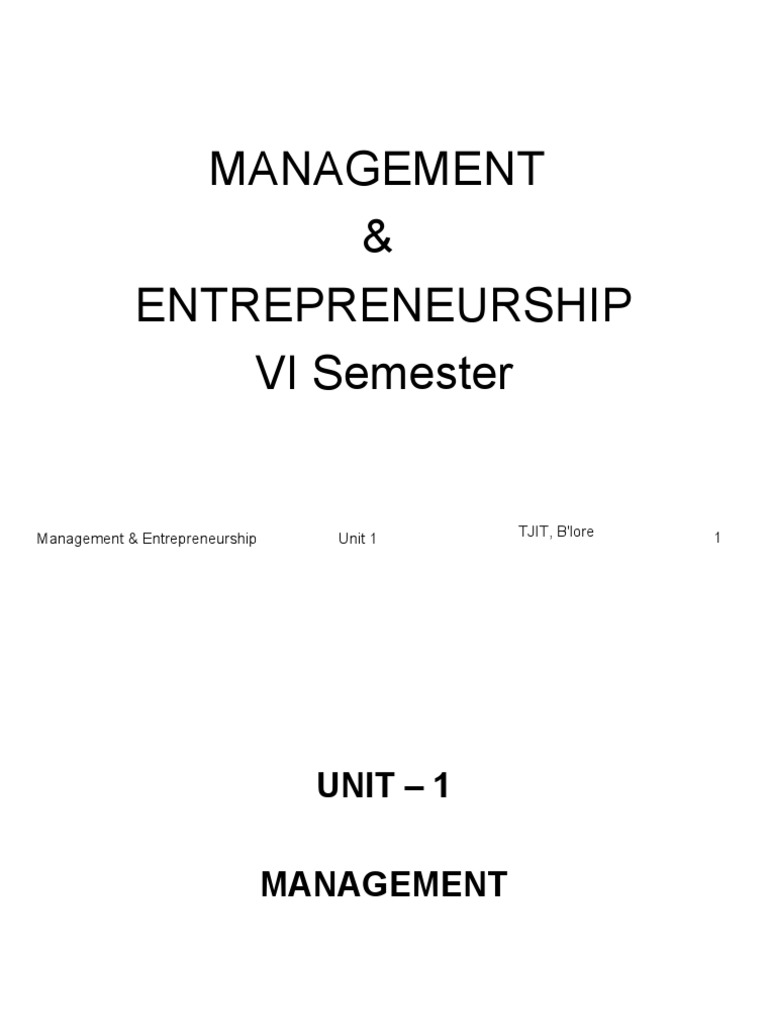Management & Entrepreneurship VI Semester | PDF | Science ...