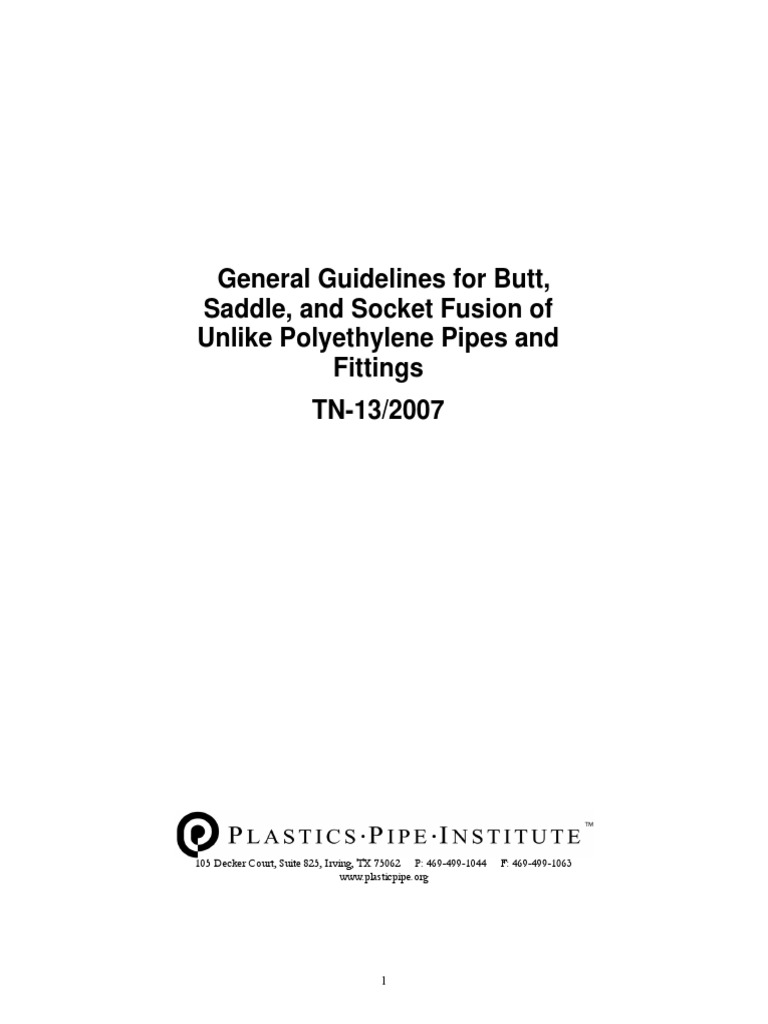 Guideline For Butt Saddle and Socket Fusion | PDF | Melting | Pipe ...