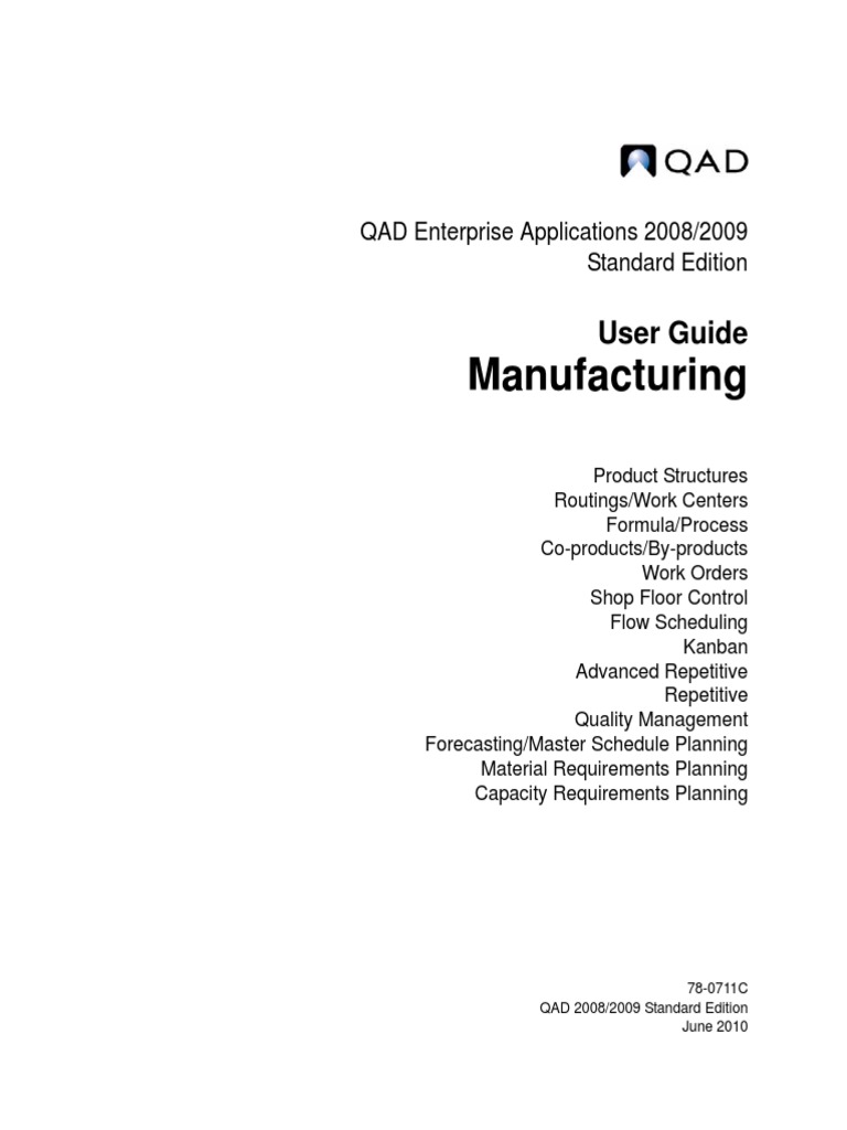 QAD - Manufacturing EnterpriseApplications UG v2008SE | PDF | World ...