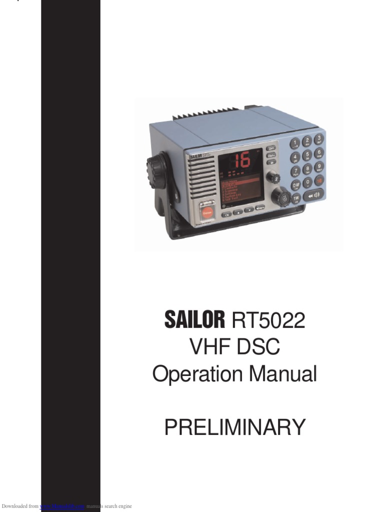 RT5022 VHF DSC Operation Manual Preliminary: Sailor | PDF | Menu ...