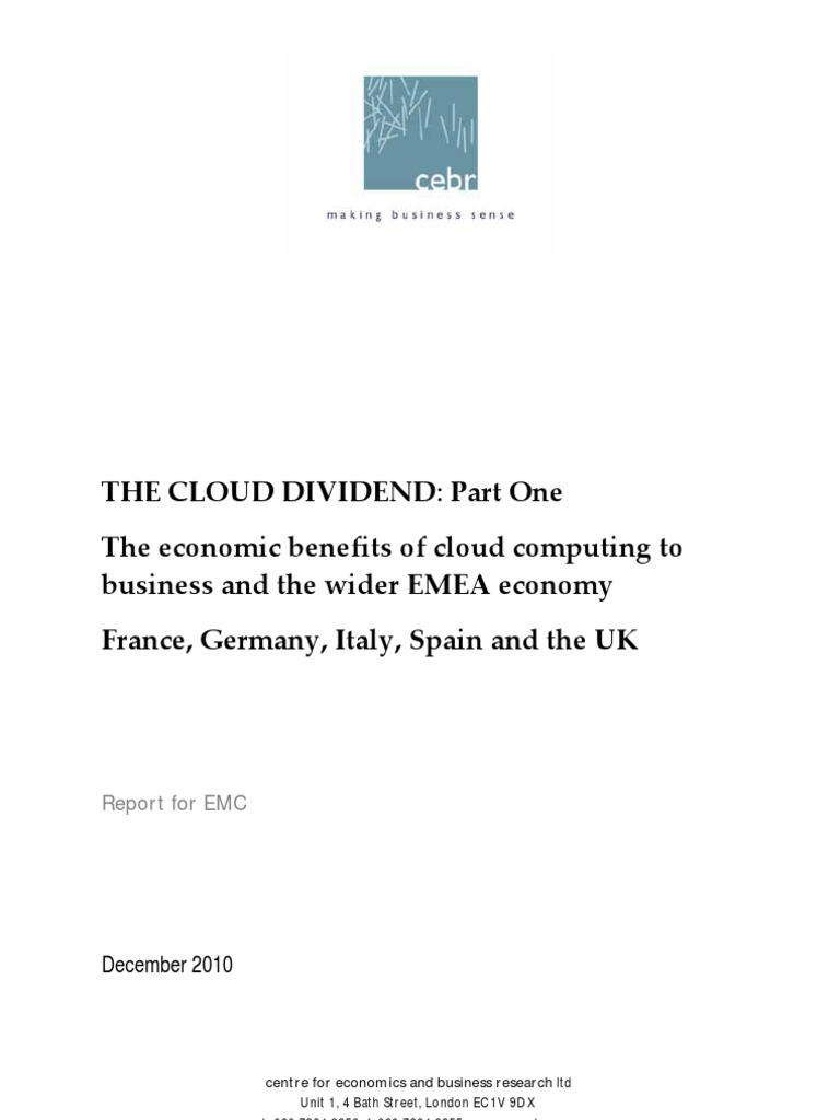 The Economic Benefits of Cloud Computing To Business and The Wider EMEA Economy | PDF | Cloud ...