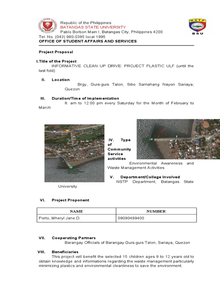 Project Proposal for an Informative Clean Up Drive: Project Plastic ULF ...