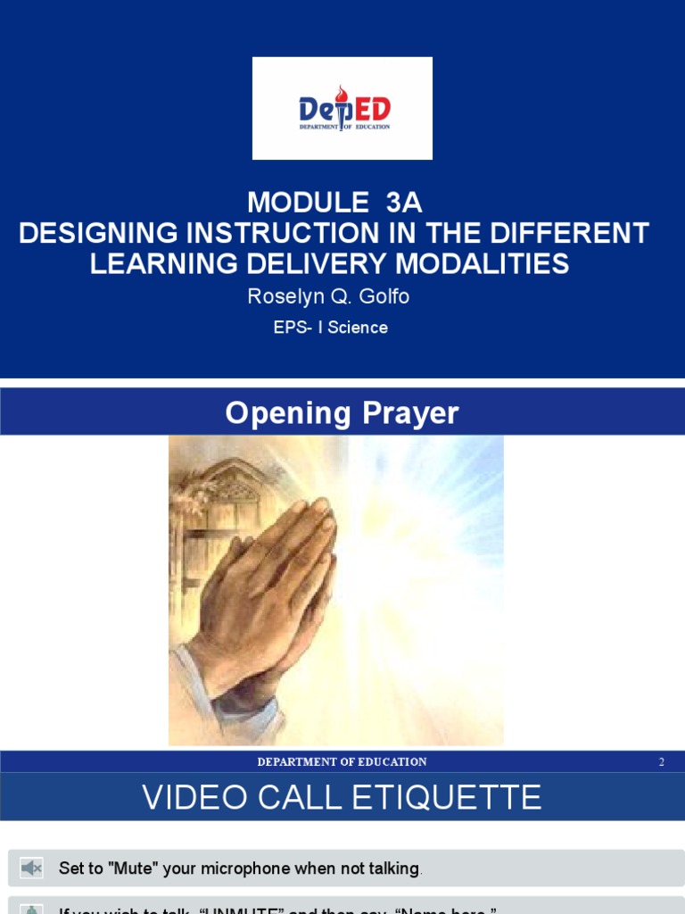 Module 3A Designing Instruction in The Different Learning Delivery ...