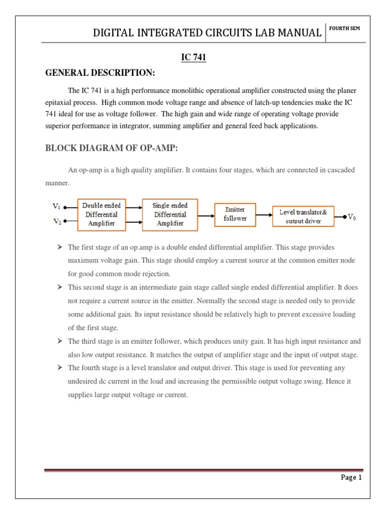 Digital IC Lab Manual: Op-Amp Experiments | PDF | Operational Amplifier ...