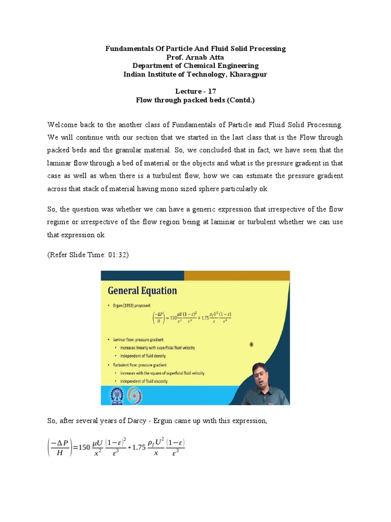 Ergun Equation for Packed Bed Flow | PDF | Reynolds Number | Laminar Flow