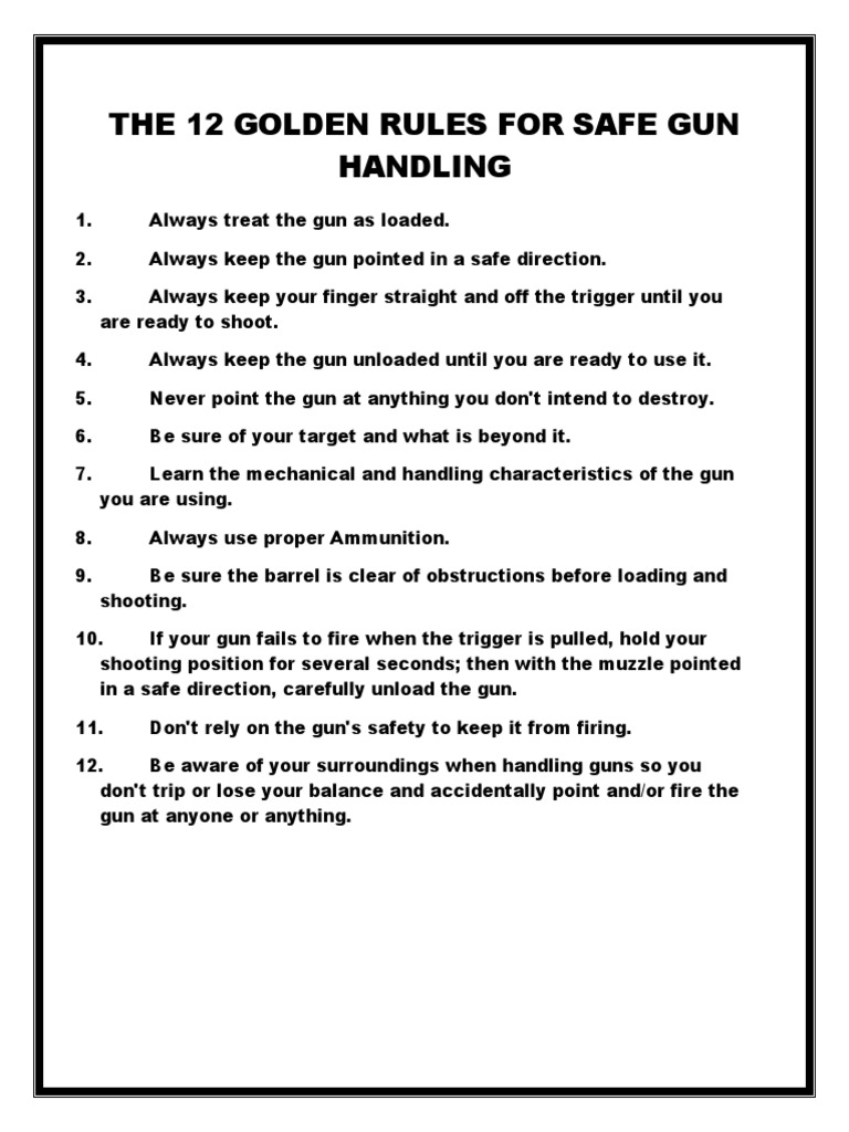 The 12 Golden Rules For Safe Gun Handling | PDF