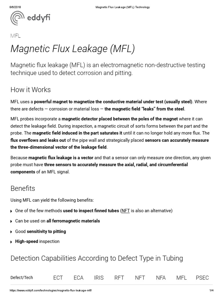 Magnetic Flux Leakage: Corrosion Detection | PDF | Force | Applied And ...