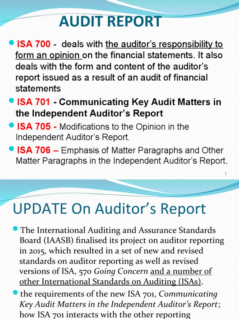 Audit Report: - Communicating Key Audit Matters in The Independent Auditor's Report | PDF ...