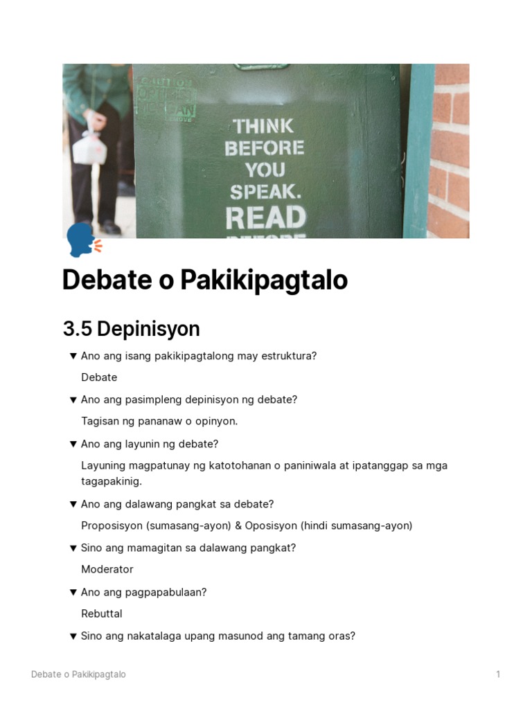 Debate o Pakikipagtalo | PDF