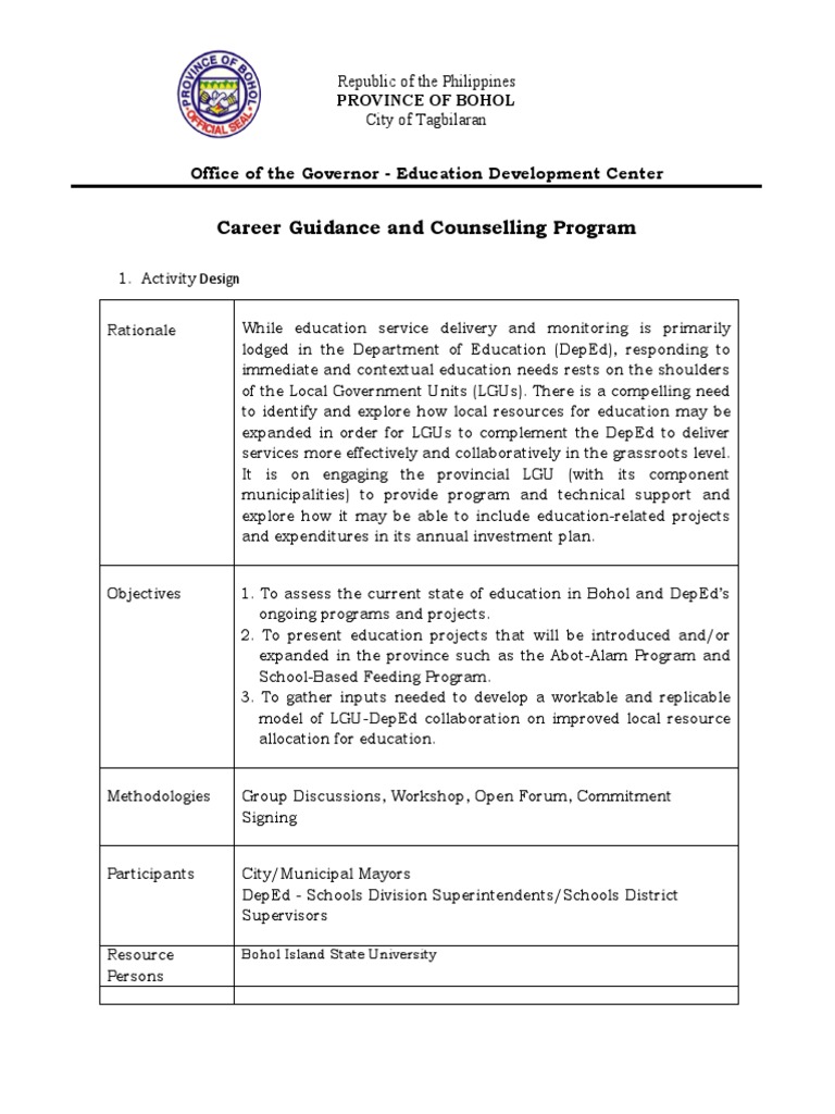 Activity Design - Career Guidance | PDF | Business | Foods