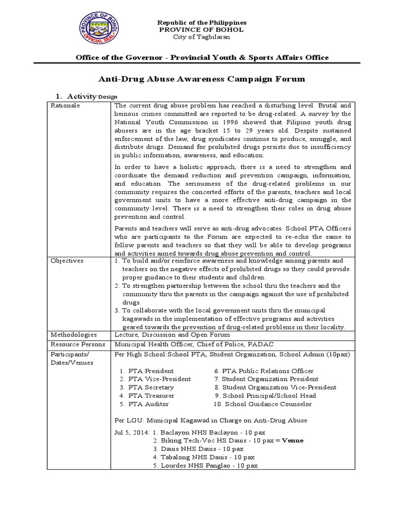 Activity Design - Anti-Drug Abuse Campaign1 | Download Free PDF ...