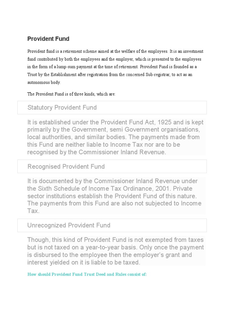 Provident Fund: How Should Provident Fund Trust Deed and Rules Consist ...