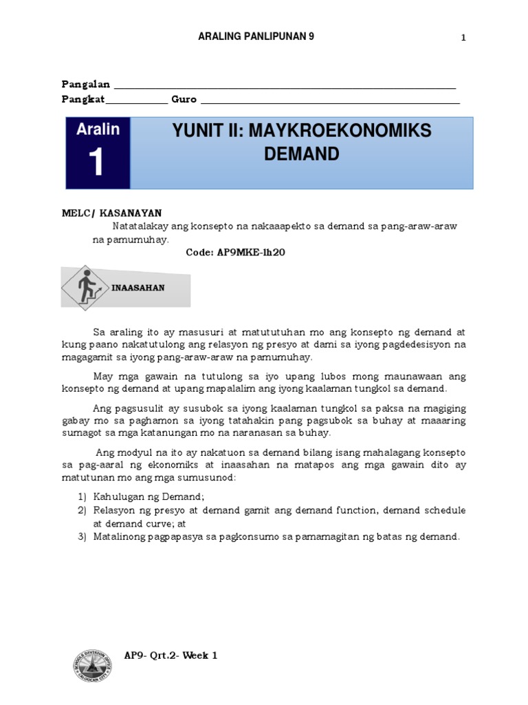 AP 9 Q2 Week 1 | PDF