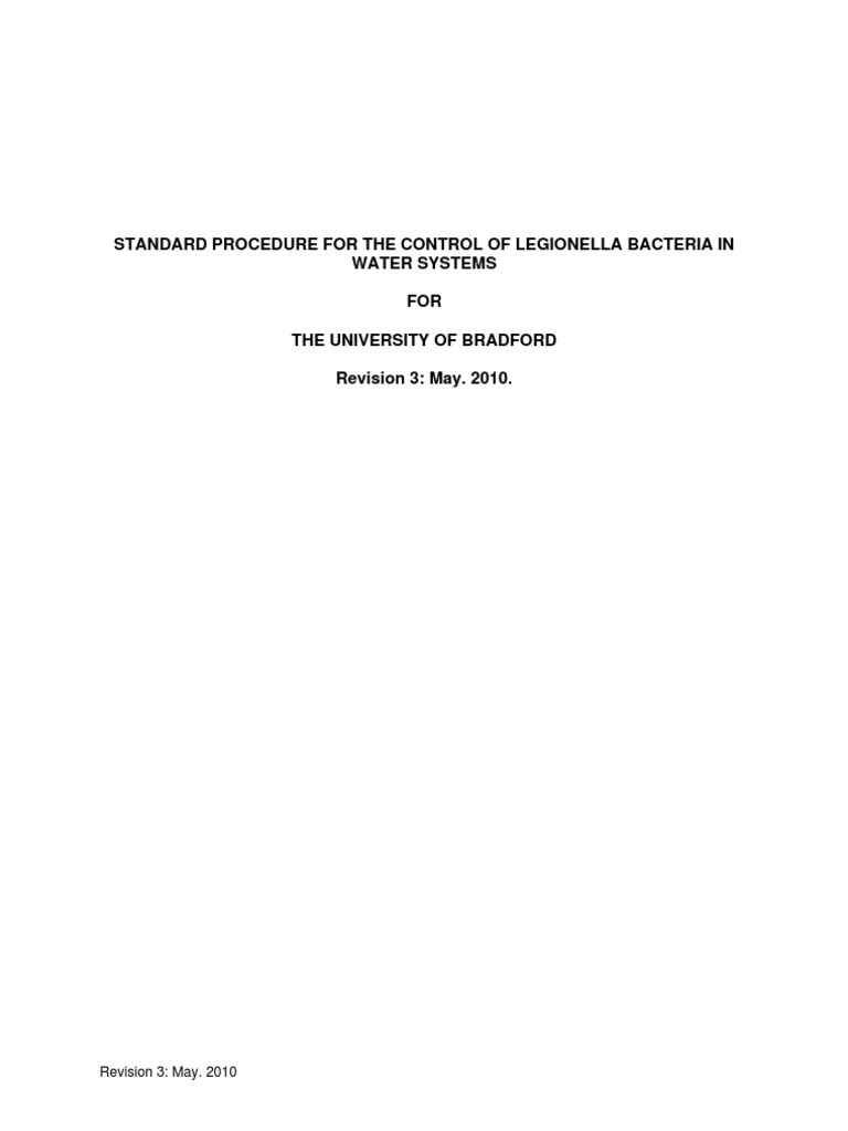 Legionella Control Procedures at Bradford | PDF | Occupational Safety ...
