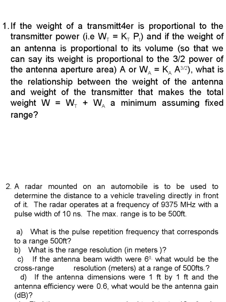 Radar Problems | PDF | Radar | Hertz