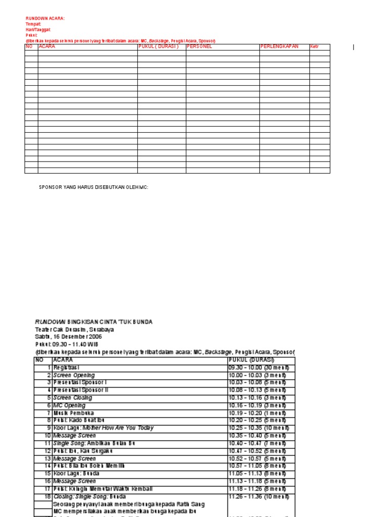 Rundown Acara | PDF