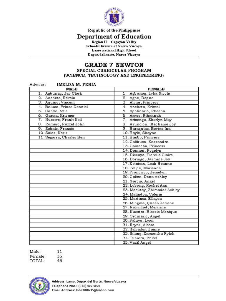 Department of Education: Grade 7 Newton | PDF
