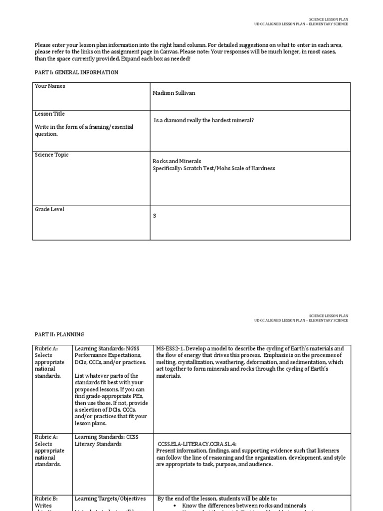 Science Sample Lesson Plan | PDF | Educational Assessment | Lesson Plan