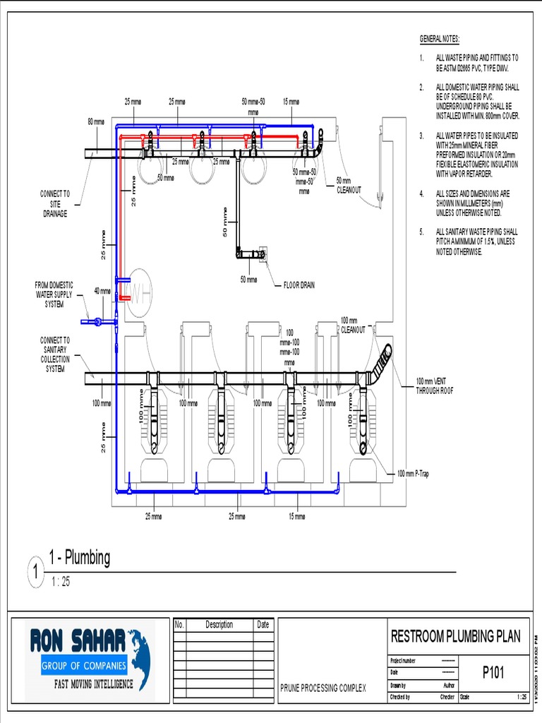P101 - Restroom Plumbing Plan | PDF | Building Materials ...