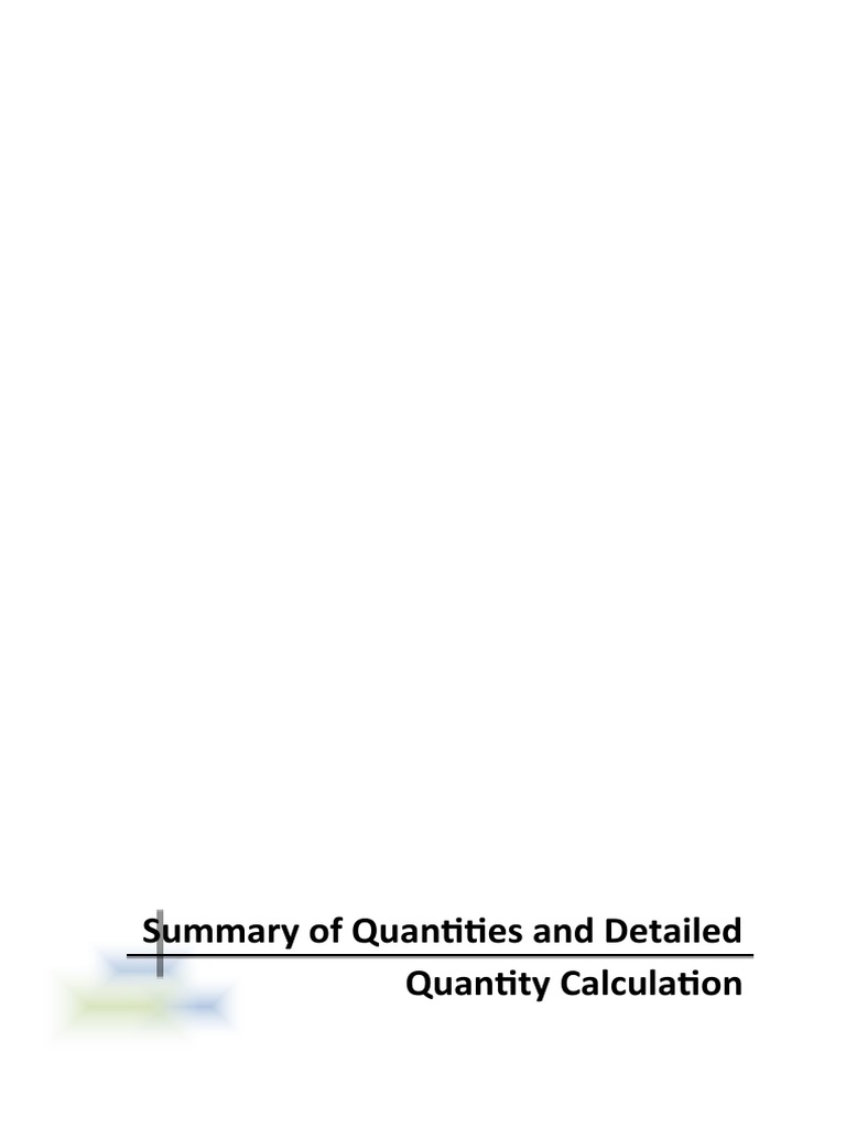 Summary of Quantities and Detailed Quantity Calculation | PDF ...