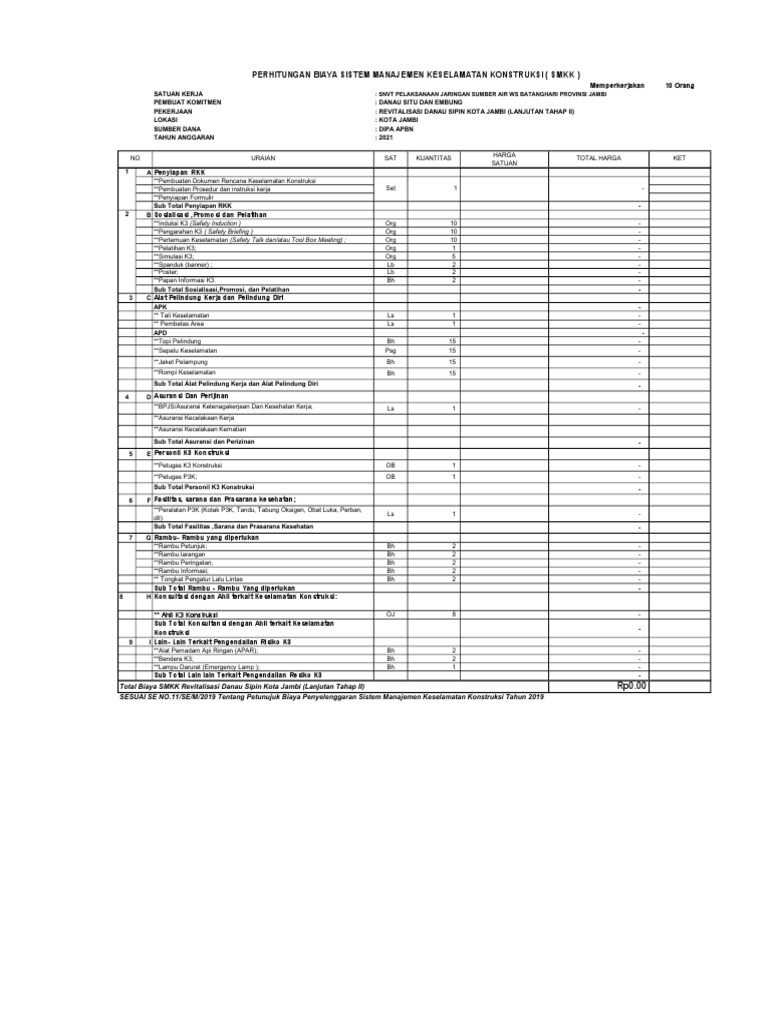 BOQ SMKK Danau Sipin Kota Jambi Lanjutan Tahap II | PDF