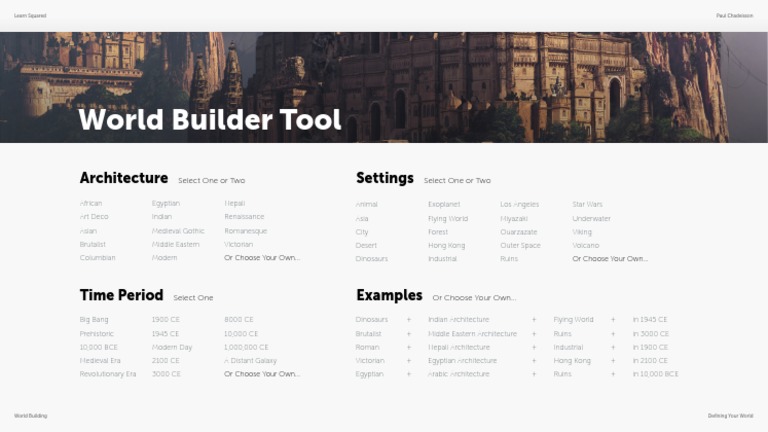 World Builder Tool: Architecture Settings | PDF